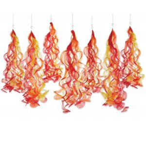 first responders fireman paper hanging decorations – life-like paper flame hanging swirls - 24" (20 pc), fake fire decorations, orange party decorations for pentecost events & boys birthday parties