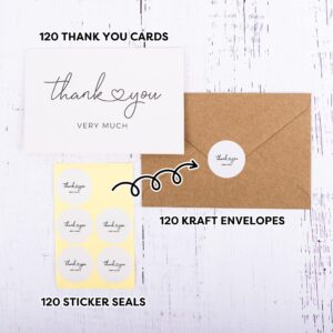 120 Thank You Cards with Envelopes to Express Gratitude – Wedding Thank You Cards with Envelopes & Stickers - For Any Occasion - Bridal Shower Thank You Cards, Engagement, Graduation & More, 4" x 6"