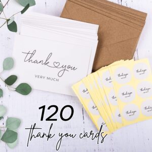 120 Thank You Cards with Envelopes to Express Gratitude – Wedding Thank You Cards with Envelopes & Stickers - For Any Occasion - Bridal Shower Thank You Cards, Engagement, Graduation & More, 4" x 6"