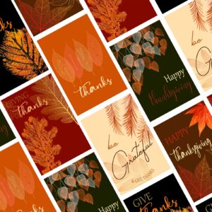 36 Pcs Thanksgiving Greeting Cards Assorted Style Fall Thank You Cards Holiday Maple Leaves Thank You Notes with 36 Envelopes for Business Personal Thanksgiving Christmas Gift (3.1 x 4.7 Inch Folded)