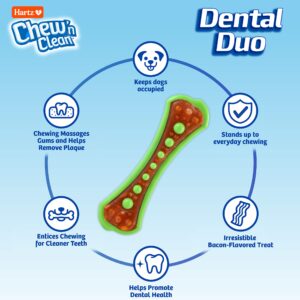 Hartz Chew 'n Clean Dental Duo Dog Treat & Chew Toy, Color Varies, Medium, 3 Pack