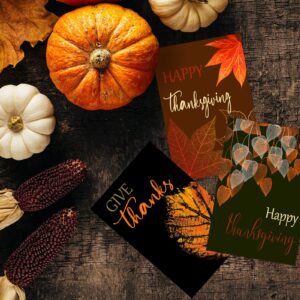 36 Pcs Thanksgiving Greeting Cards Assorted Style Fall Thank You Cards Holiday Maple Leaves Thank You Notes with 36 Envelopes for Business Personal Thanksgiving Christmas Gift (3.1 x 4.7 Inch Folded)