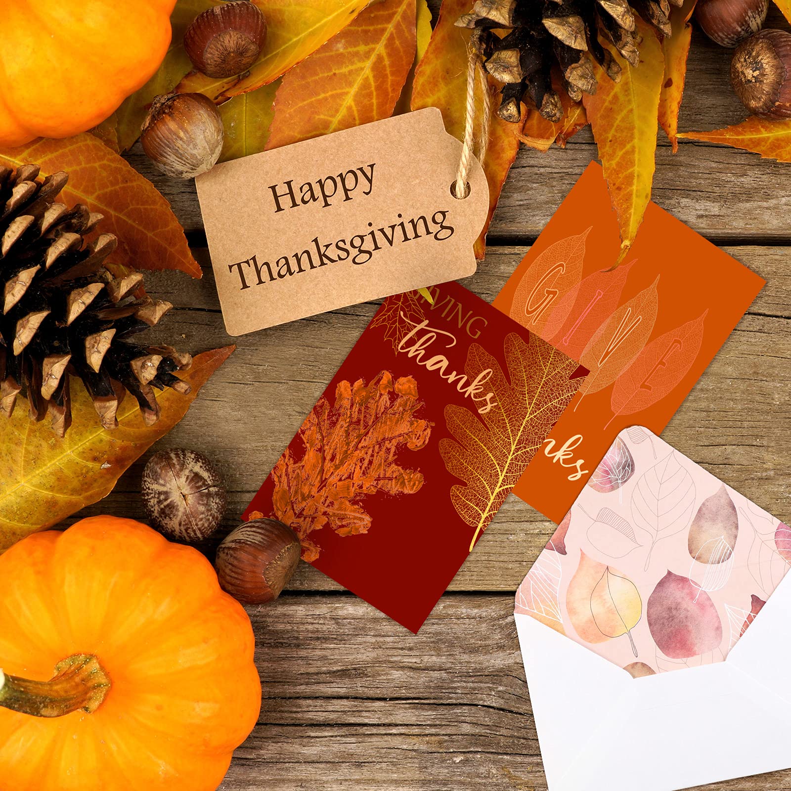 36 Pcs Thanksgiving Greeting Cards Assorted Style Fall Thank You Cards Holiday Maple Leaves Thank You Notes with 36 Envelopes for Business Personal Thanksgiving Christmas Gift (3.1 x 4.7 Inch Folded)