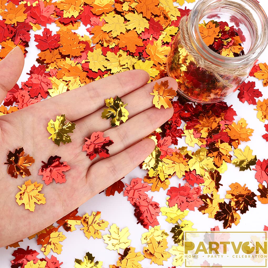 Fall Decor Party Table Scatter Confetti - Thanksgiving Day Maple Leaves Foil Metallic Sequins Confetti Autumn Fall Wedding Baby Shower Party Sprinkles Confetti Decorations