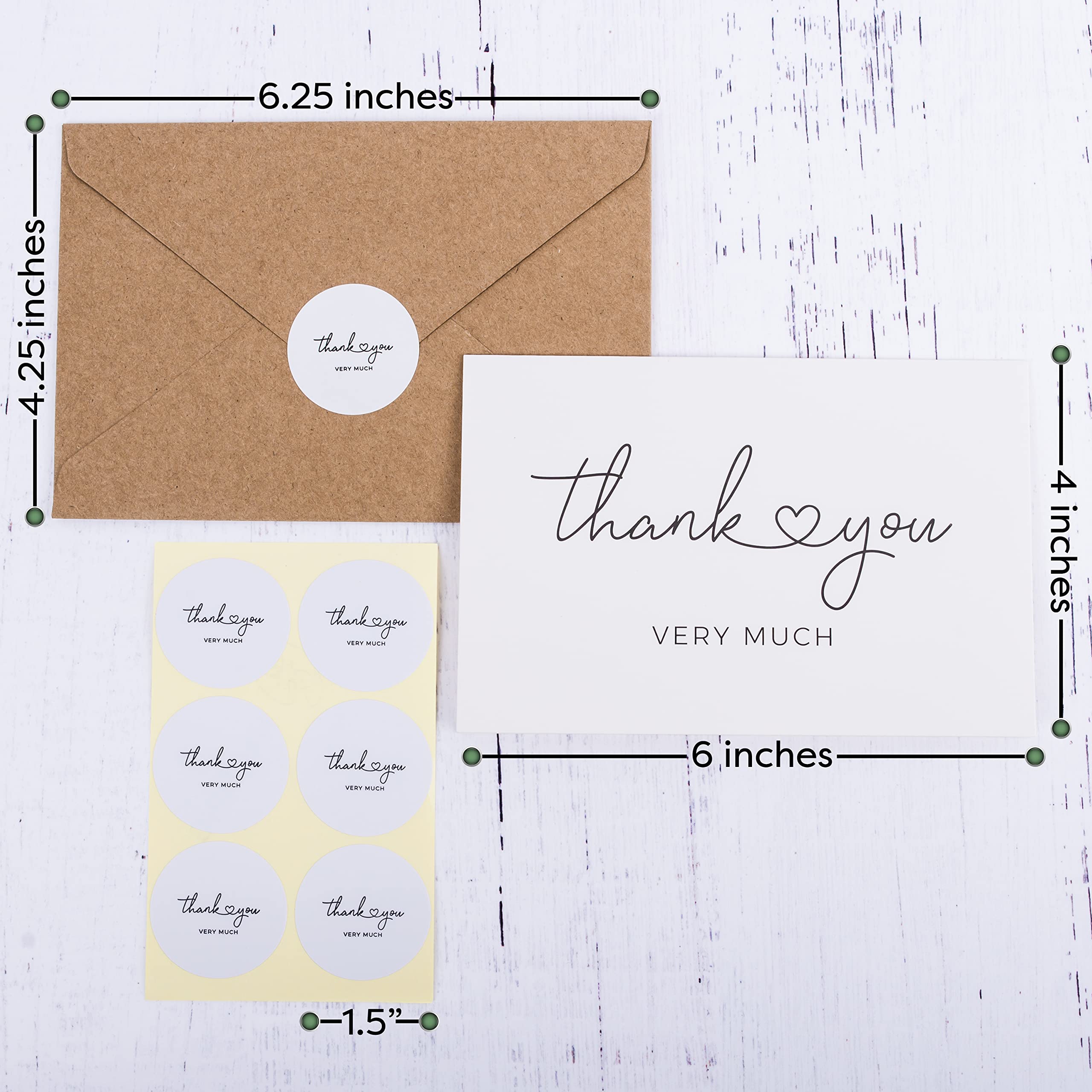 120 Thank You Cards with Envelopes to Express Gratitude – Wedding Thank You Cards with Envelopes & Stickers - For Any Occasion - Bridal Shower Thank You Cards, Engagement, Graduation & More, 4" x 6"