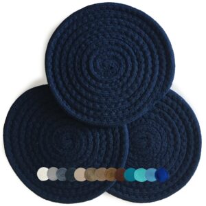 8" 100% cotton trivets-set of 3-navy blazer