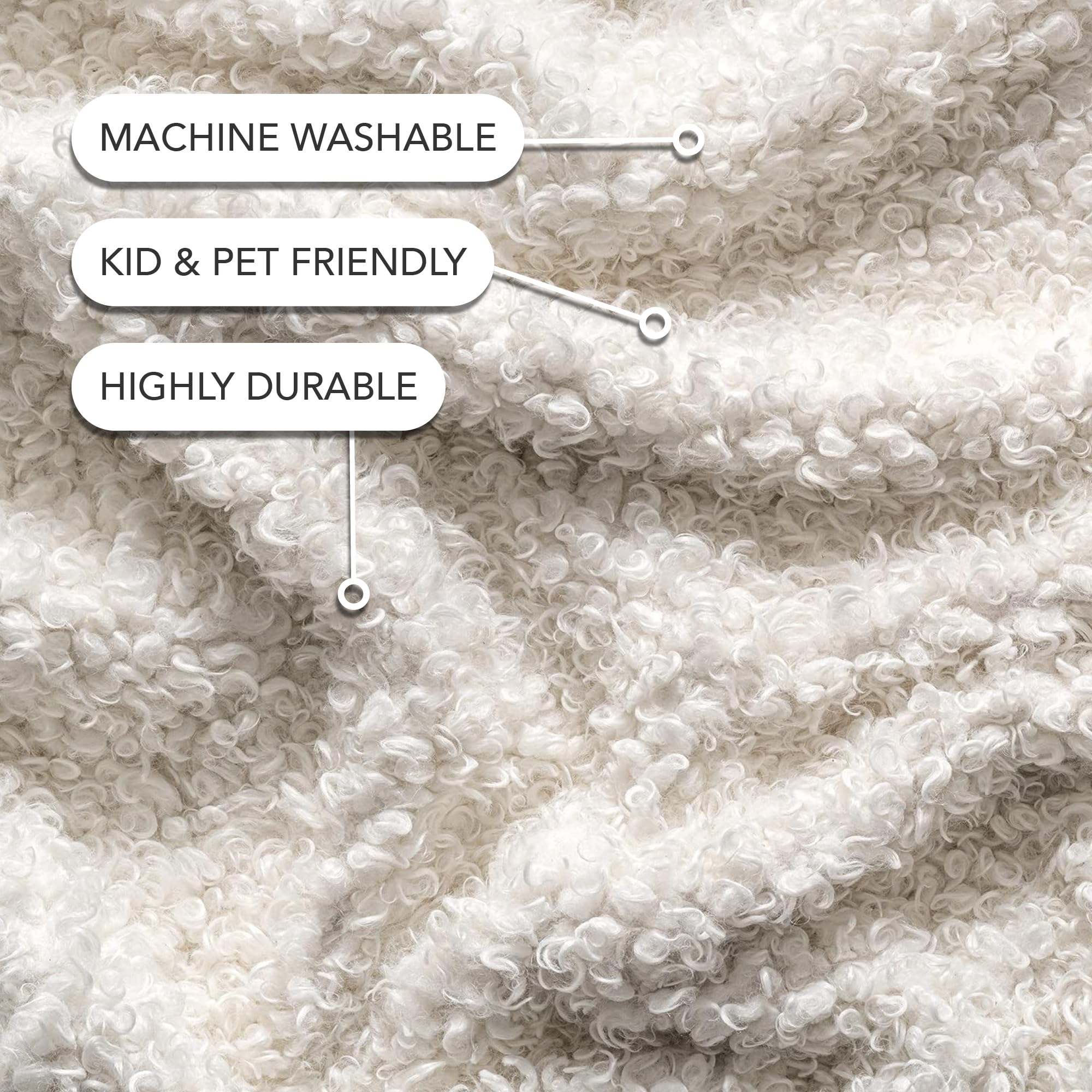 nuLOOM Marlow Machine Washable Soft Shaggy Faux Sheepskin Area Rug, 4x6, White