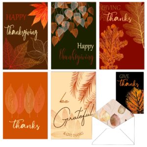 36 pcs thanksgiving greeting cards assorted style fall thank you cards holiday maple leaves thank you notes with 36 envelopes for business personal thanksgiving christmas gift (3.1 x 4.7 inch folded)