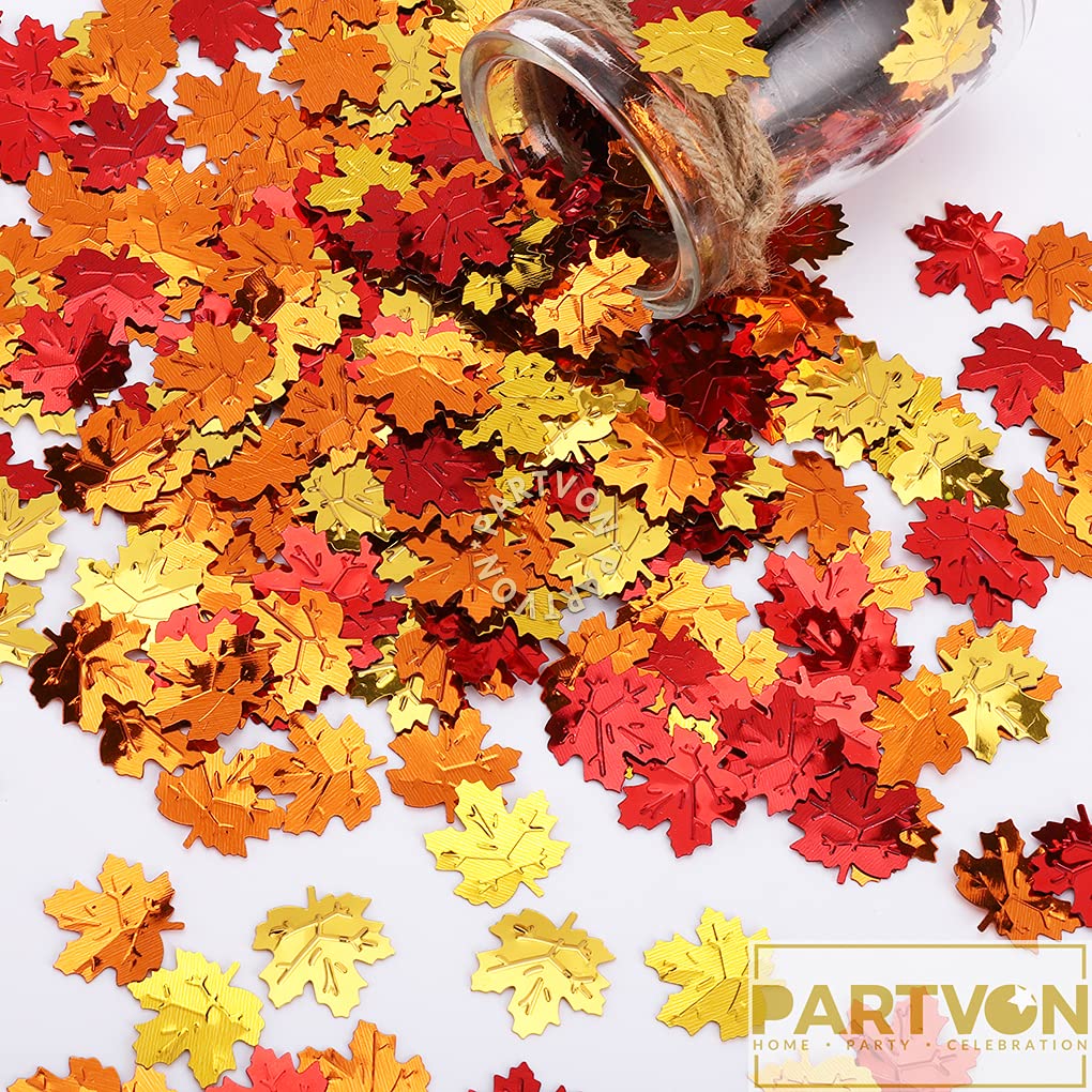 Fall Decor Party Table Scatter Confetti - Thanksgiving Day Maple Leaves Foil Metallic Sequins Confetti Autumn Fall Wedding Baby Shower Party Sprinkles Confetti Decorations