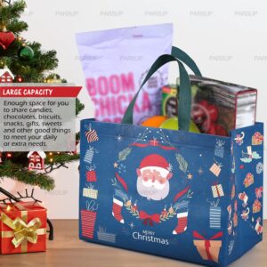 PARSUP 16PCS Christmas Gift Bags, Tote Bags with Handles, Treat Bags, Multifunctional Non-Woven Bags for Gifts Wrapping Shopping, Xmas Party Supplies, 12.8"×9.8"×6.7"