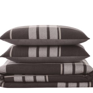 Truly Soft Everyday - King 3 Piece Duvet + Sham Set - Milo Plaid Flannel Collection - Grey