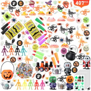 407 pieces halloween toys bulk assortment for halloween party favors halloween prizes for halloween trick or treat toys trinkets goodie bag fillers halloween pinata stuffers, 28 styles