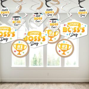 Big Dot of Happiness Happy Boss’s Day - Best Boss Ever Hanging Decor - Party Decoration Swirls - Set of 40