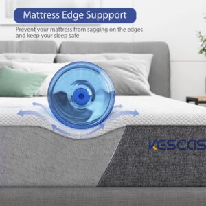 Kescas 12 Inch Spring Hybrid Twin Mattress -Bamboo Charcoal Cooling Gel Memory Foam, Moisture Wicking Cover, Edge Support - Pocket Innersprings for Motion Isolation - Medium Firm