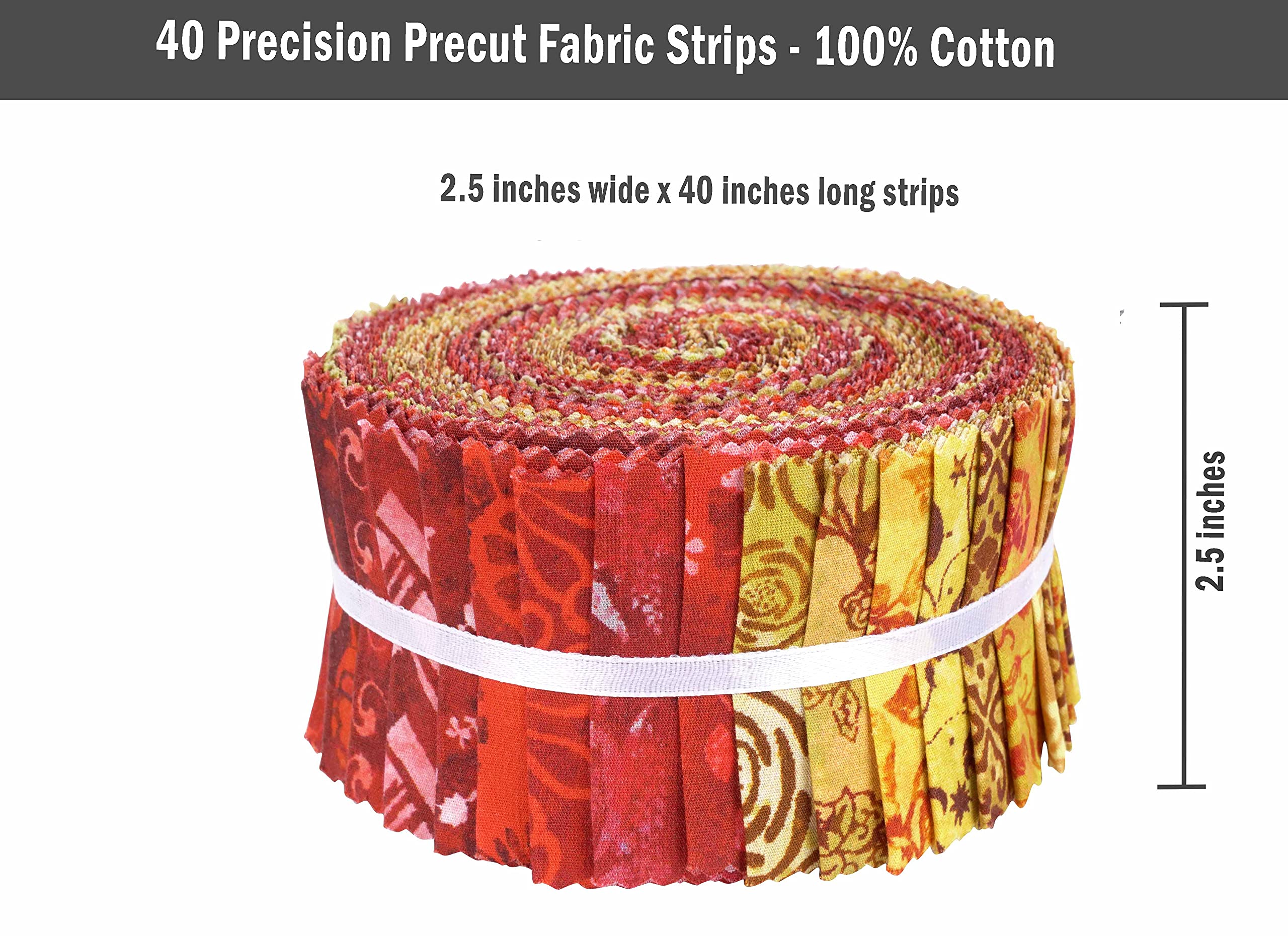 Soimoi 40Pcs Batik Print Cotton Precut Fabrics for Quilting Craft Strips 2.5x42inches Jelly Roll - Red