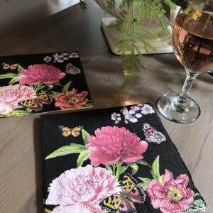 20-ct 13x13 Peony Black Floral Napkins for Decoupage Decorative Napkins for Decoupage Pretty Flower Napkins for Mother's Day Father's Day Beautiful Wedding Cocktail Tea Dinner Lunch Beverage Napkins