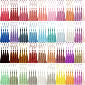 muxgoa 148 pcs bookmark tassels for crafts,key chain tassels for jewelry making,tassels on string,mini tassels for graduation book marks(37 colors, 4 pcs of each)