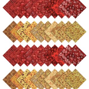 Soimoi 40Pcs Batik Print Cotton Precut Fabrics for Quilting Craft Strips 2.5x42inches Jelly Roll - Red