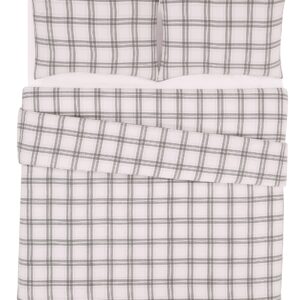 LONDON FOG - Twin XL 2 Piece Duvet + Sham Set - Plaid Flannel Collection - Grey