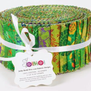 Soimoi 40Pcs Batik Print Cotton Precut Fabrics for Quilting Craft Strips 2.5x42inches Jelly Roll - Green