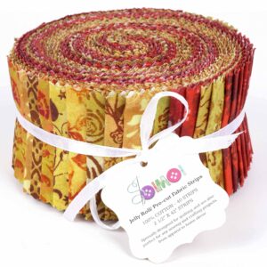 Soimoi 40Pcs Batik Print Cotton Precut Fabrics for Quilting Craft Strips 2.5x42inches Jelly Roll - Red