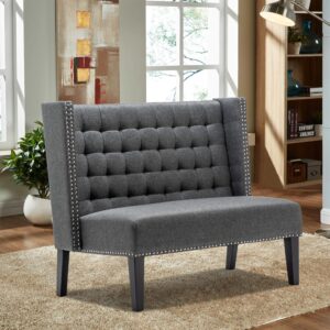 Andeworld Modern Loveseat Settee Bench Sofa Upholstered Banquette Couch for Dining Living Room Hallway or Entryway Seating Funiture with Wooden Legs,Slate