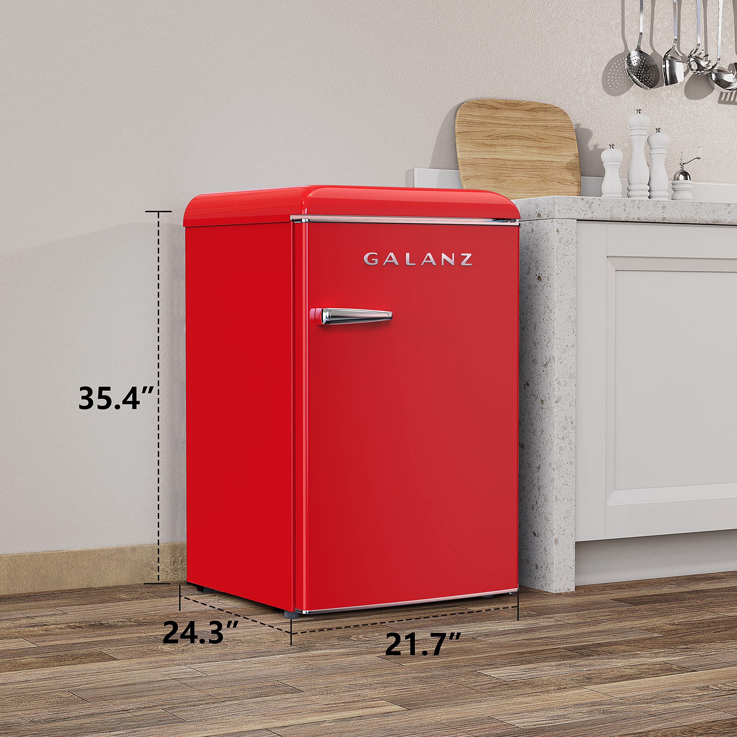 Galanz GLF31URDR Electric Mini Compact Upright Freezer Adjustable Mechanical Temperature Control, 3.1 Cu.Ft, Red