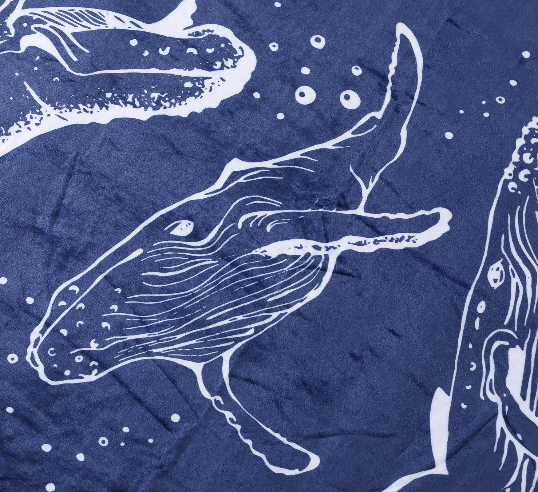 Zevrez Whale Blanket Navy Blue Whales Throw Blanket Flannel Fleece Sea Whale Pattern Blankets Whale Gifts and Decor for Sea and Whale Lovers (Whale 2, 48"x60")