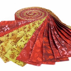 Soimoi 40Pcs Batik Print Cotton Precut Fabrics for Quilting Craft Strips 2.5x42inches Jelly Roll - Red