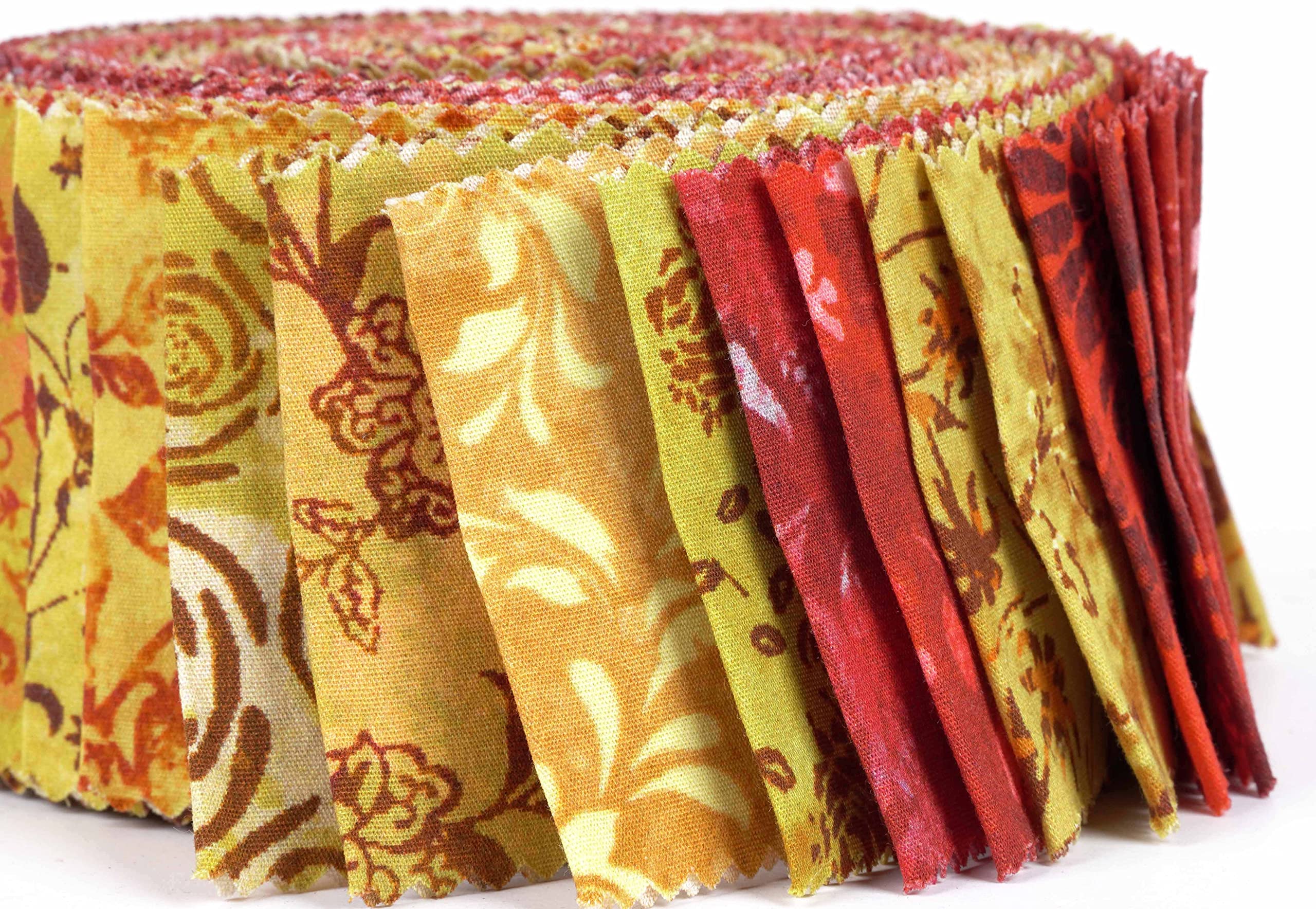 Soimoi 40Pcs Batik Print Cotton Precut Fabrics for Quilting Craft Strips 2.5x42inches Jelly Roll - Red