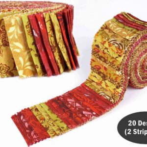 Soimoi 40Pcs Batik Print Cotton Precut Fabrics for Quilting Craft Strips 2.5x42inches Jelly Roll - Red