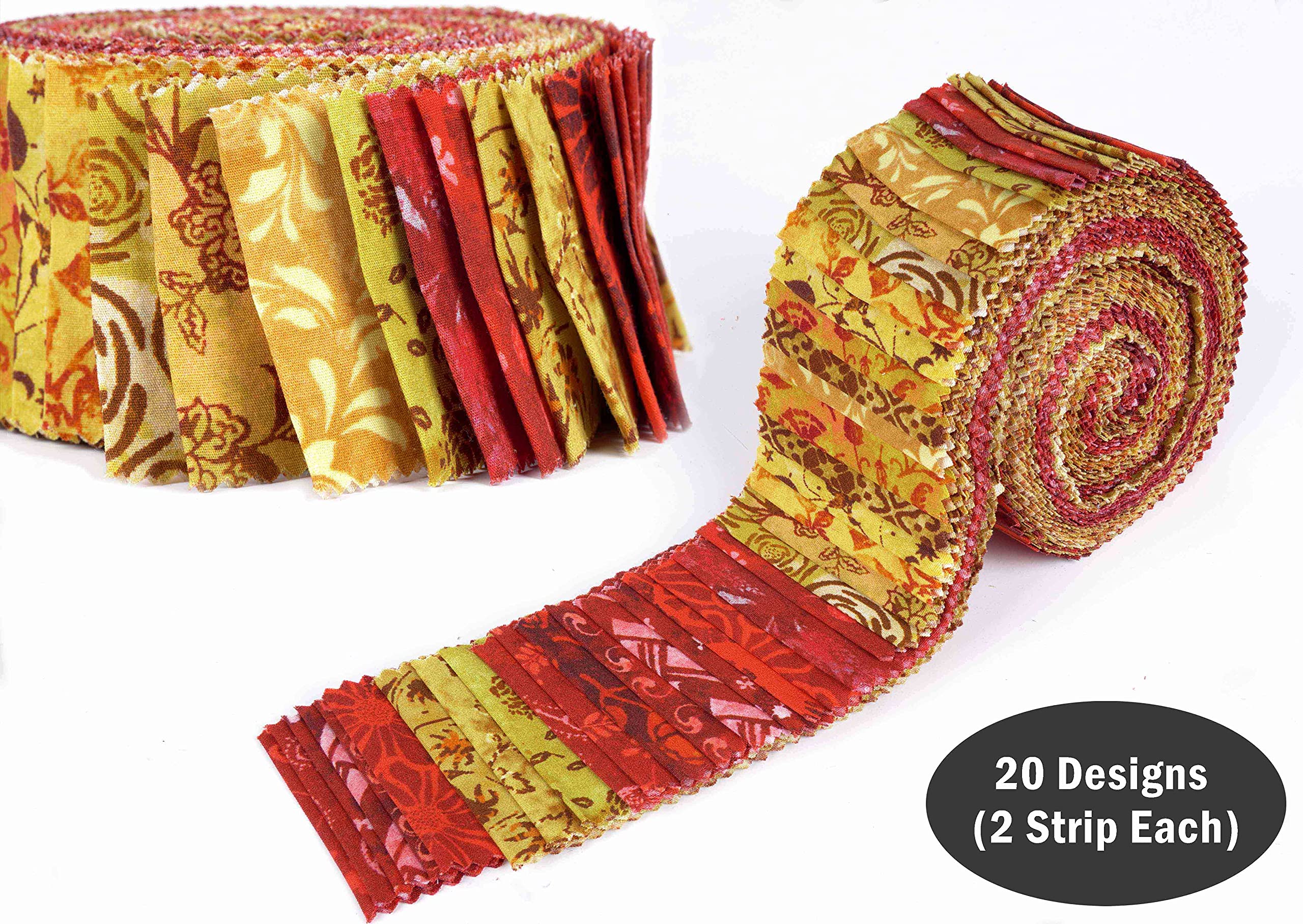 Soimoi 40Pcs Batik Print Cotton Precut Fabrics for Quilting Craft Strips 2.5x42inches Jelly Roll - Red