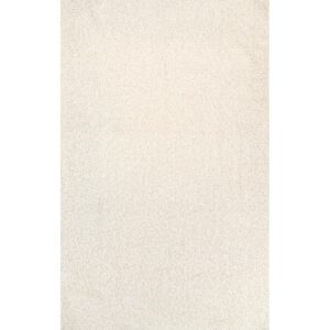 nuLOOM Marlow Machine Washable Soft Shaggy Faux Sheepskin Area Rug, 4x6, White