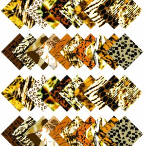 Soimoi 40Pcs Animals Print Cotton Precut Fabrics for Quilting Craft Strips 2.5x42inches Jelly Roll - Yellow