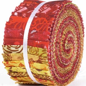 Soimoi 40Pcs Batik Print Cotton Precut Fabrics for Quilting Craft Strips 2.5x42inches Jelly Roll - Red