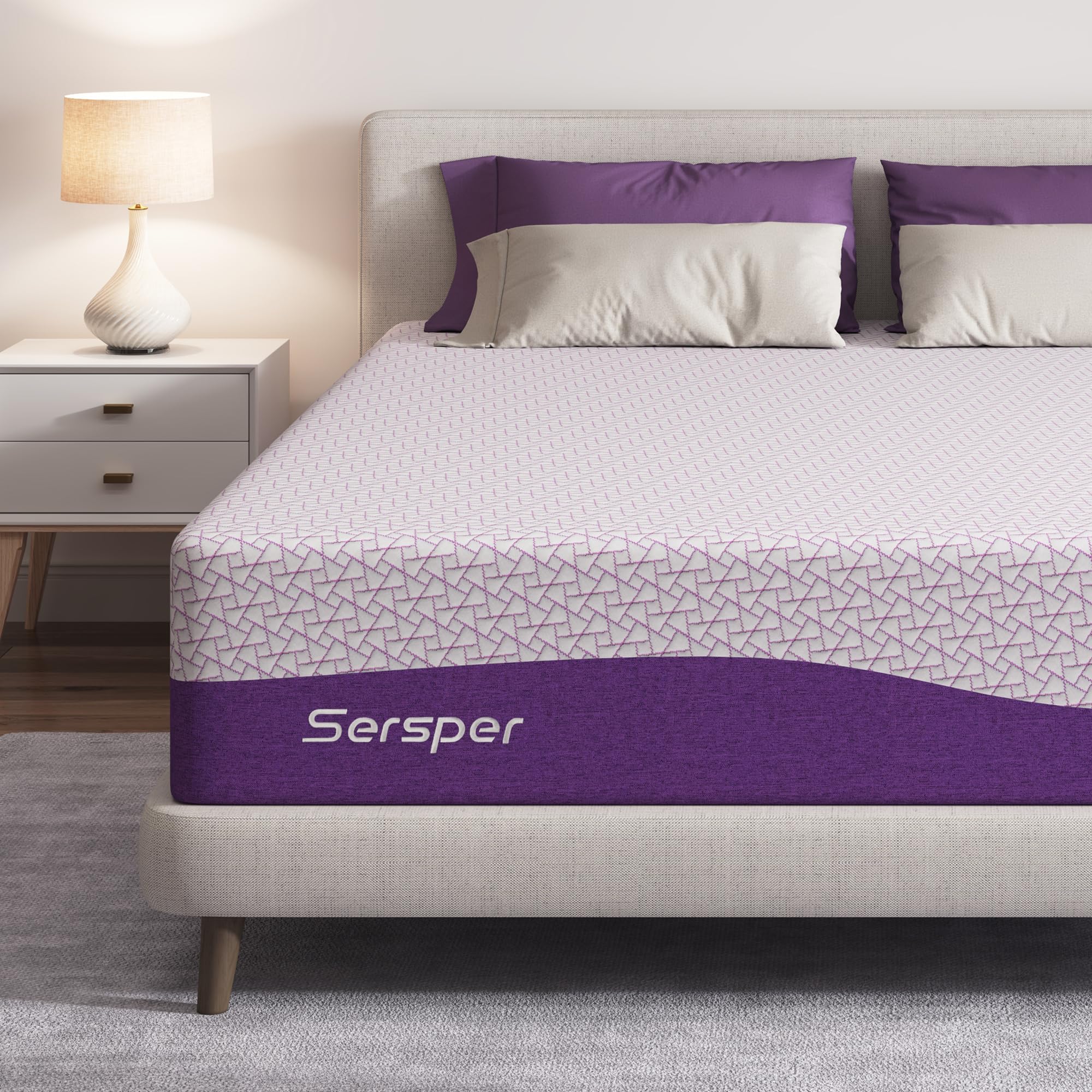 Sersper Full Mattress 10 inch - Bamboo Charcoal Memory Foam Mattress for Cool Sleep & Pressure Relief - Fiberglass Free - CertiPUR-US Certified - Medium Firm