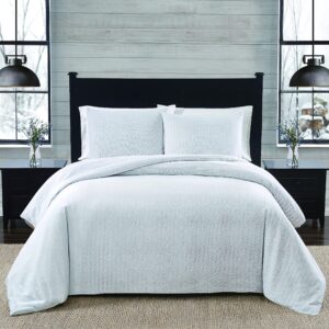 LONDON FOG - King 3 Piece Duvet + Sham Set - Herringbone Flannel Collection - Grey