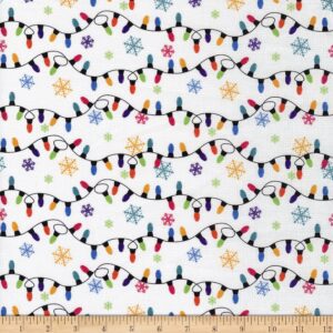 mook fabrics novelty christmas lights fabric, white yard