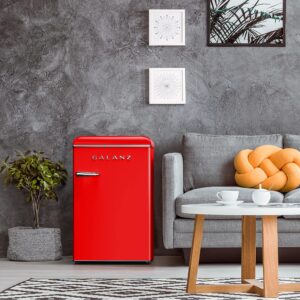 Galanz GLF31URDR Electric Mini Compact Upright Freezer Adjustable Mechanical Temperature Control, 3.1 Cu.Ft, Red