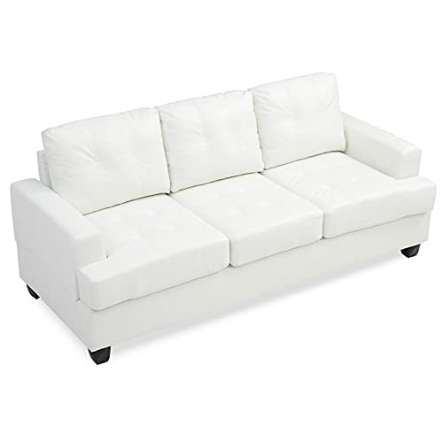 Glory Furniture Sandridge Faux Leather Sofa in White