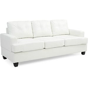 glory furniture sandridge faux leather sofa in white