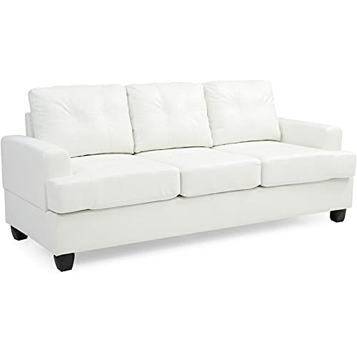 Glory Furniture Sandridge Faux Leather Sofa in White