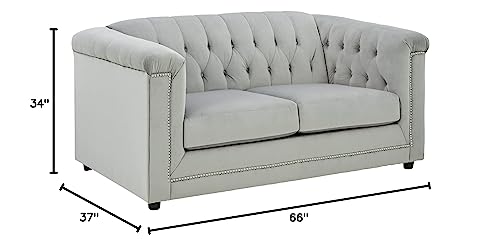 Signature Design by Ashley Josanna Classic Tufted Upholstered Loveseat, Gray