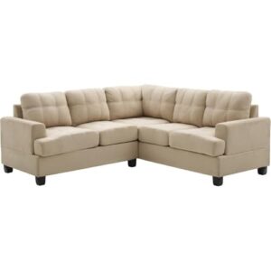 glory furniture sandridge microsuede sectional in vanilla