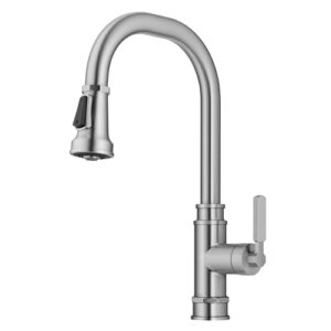 kraus allyn transitional industrial pull-down single handle kitchen faucet in spot-free stainless steel, kpf-4101sfs