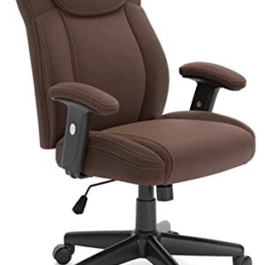 Signature Design by Ashley Corbindale Classic Upholstered Home Office Swivel Desk Chair, Brown & Black