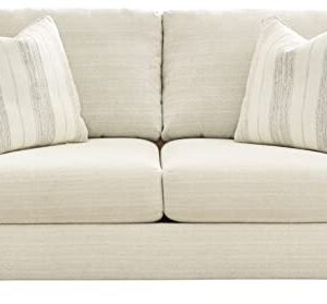 Signature Design by Ashley Maggie Contemporary Upholstered Loveseat with Accent Pillows, Off-White