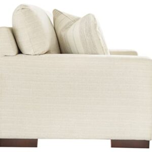 Signature Design by Ashley Maggie Contemporary Upholstered Loveseat with Accent Pillows, Off-White