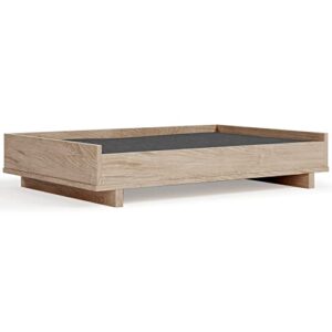 signature design by ashley oliah modern wooden pet bed, 36" w x 24" d x 7" h, natural beige