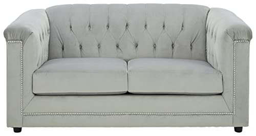 Signature Design by Ashley Josanna Classic Tufted Upholstered Loveseat, Gray